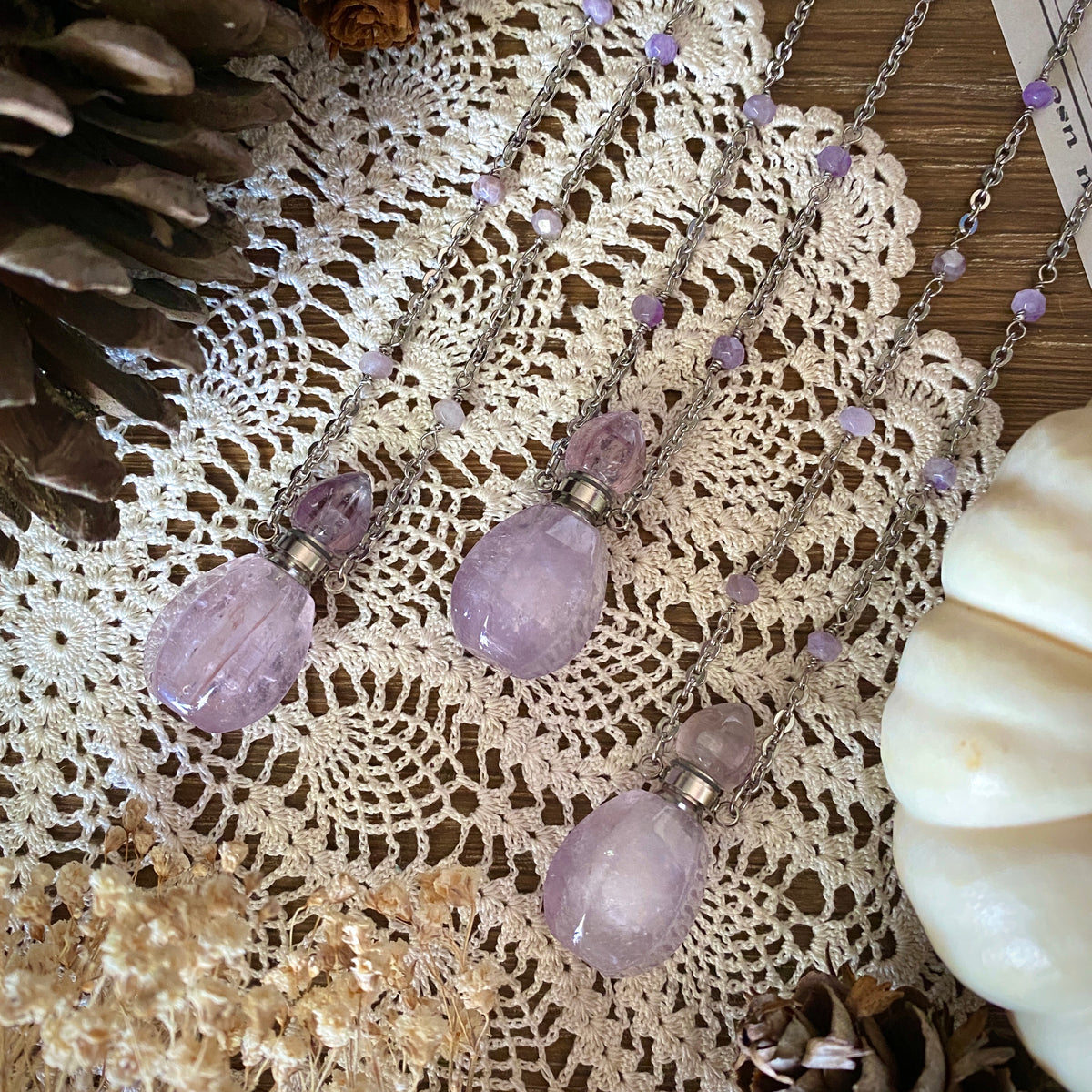 Amethyst Flame Potion Bottles with Beaded Chain – junebugjaybird